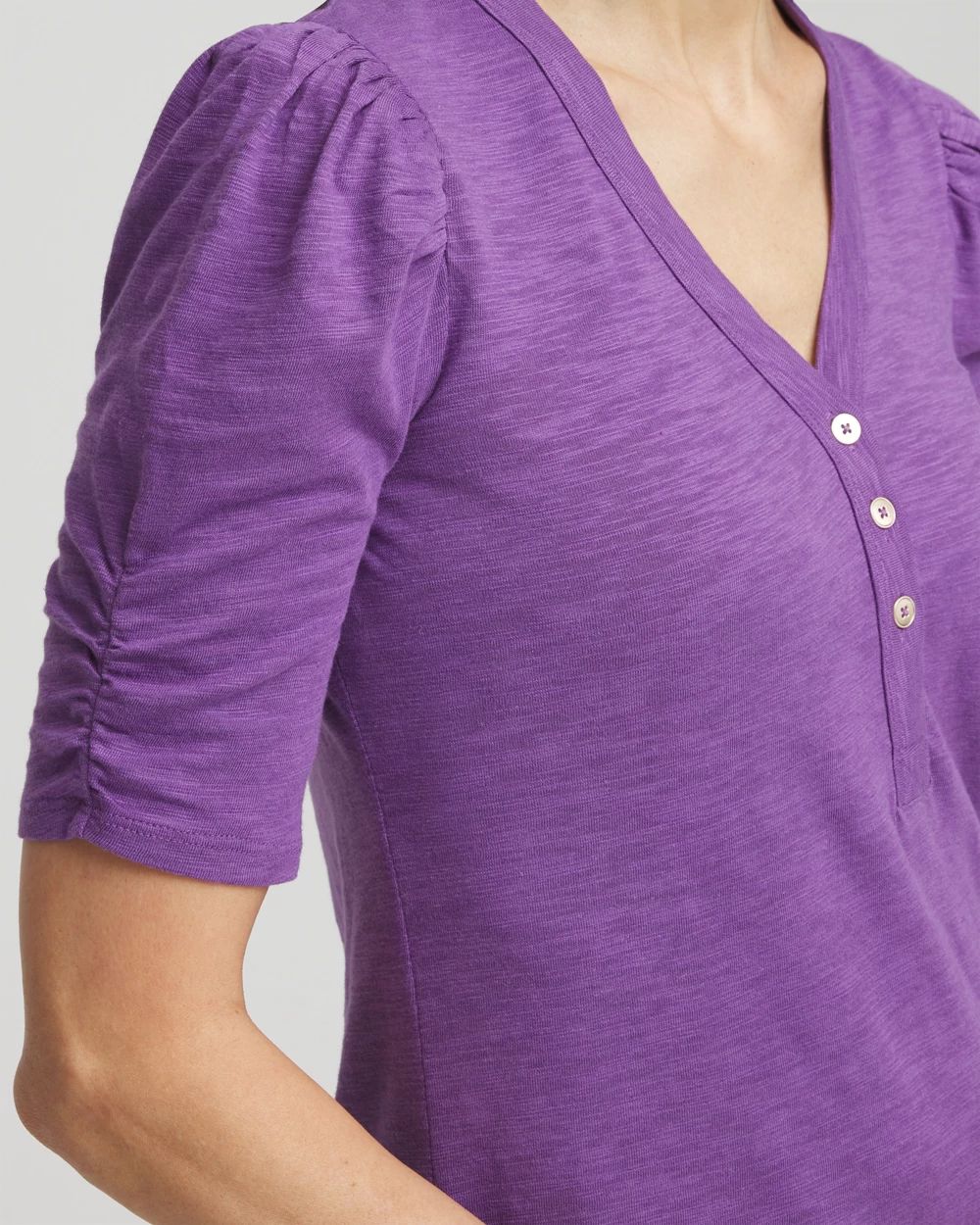 Slub Split Neck Henley Tee | Chico's